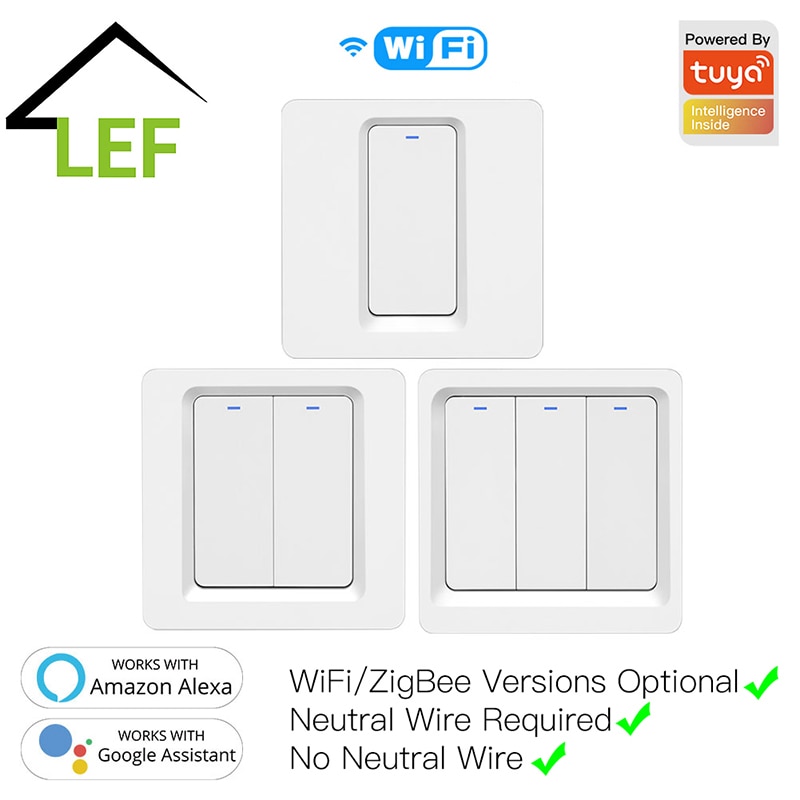 WiFi Smart Push Button Switch Nincs semleges huzal szükséges Smart Life ...