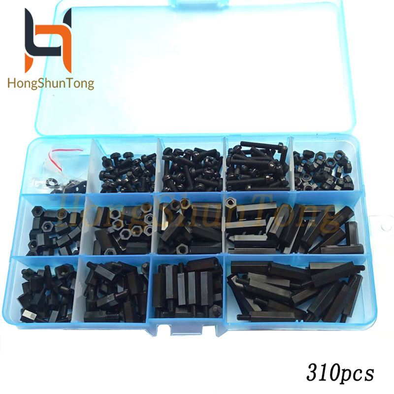 310Pcs / set M3 fekete Hex Nylon Standoff Spacer oszlop PCB alaplap fix ...