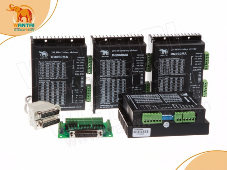 CNC 4AXIS NEMA 34 Wantai Stepper Motor 1232oz-in, 5.6A & Driver DQ860MA ...