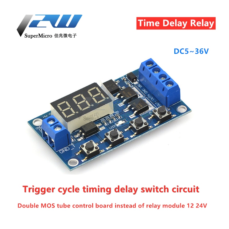 DC5-36V Dual MOS LED Digital Time Delay Relay Trigger ciklusidőzítő ...