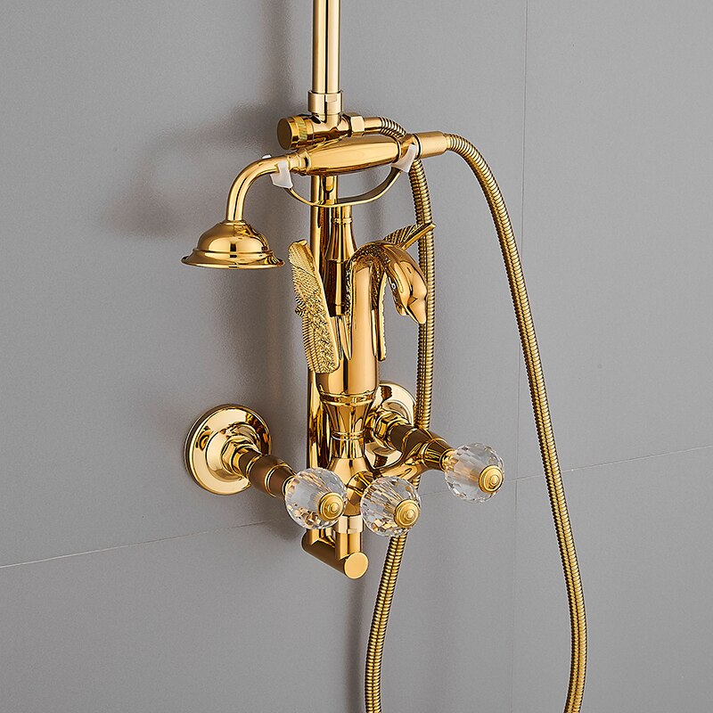 Tuqiu Fürdőszoba Zuhanycsaptelep Készlet Arany Hattyú Fürdőszobával Csapadék Zuhanykeverő Csap ...