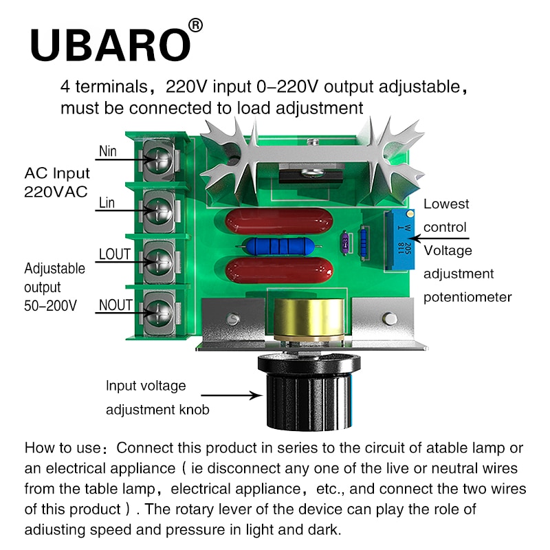2000w Scr Voltage Regulator Motor Speed Controller Lámpa Sötétítés Dimmers Termosztát