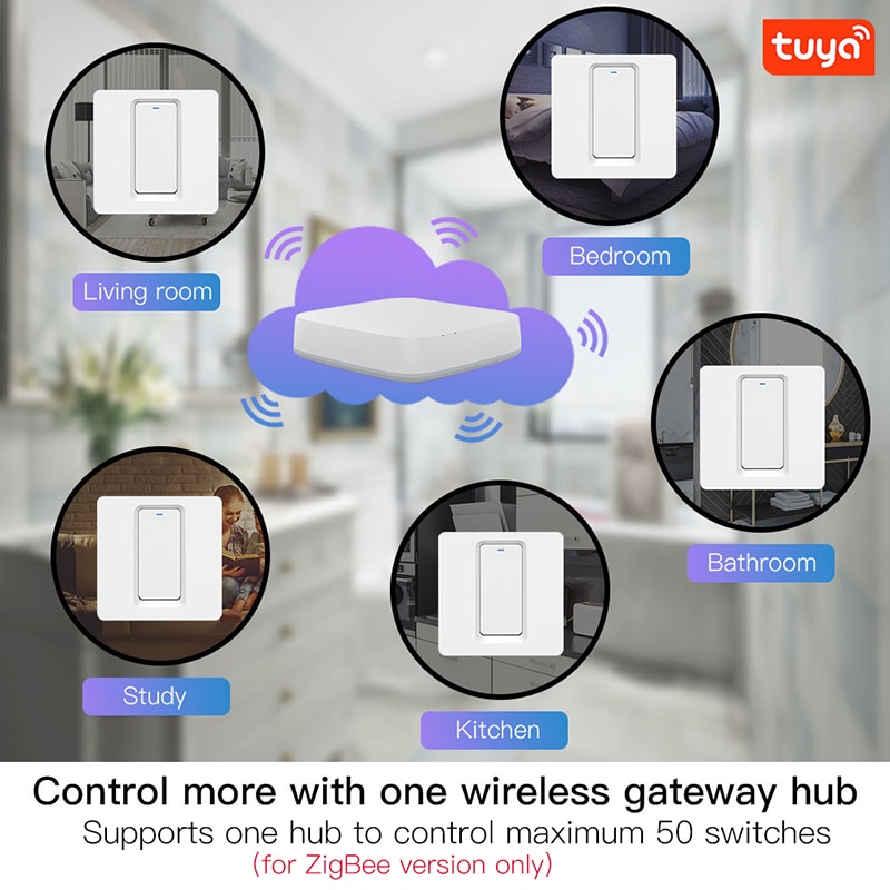 WiFi Smart Push Button Switch Nincs semleges huzal szükséges Smart Life ...