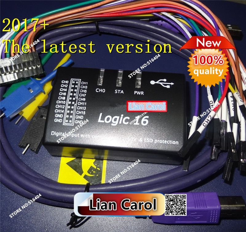 2021 Logic16 Saleae16 USB 100m logikai analizátor kar FPGA Decoder eszköz 1.2.10,1.2.14, verzió ...