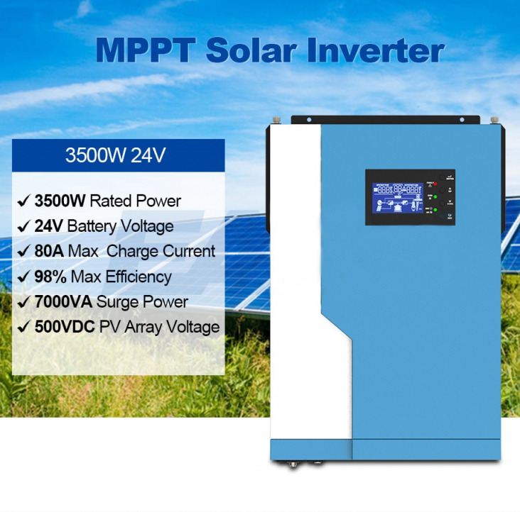3500W Solar Pure Sine Wave Hibrid Inverter 24V 220VAC MPPT 100A Solar ...