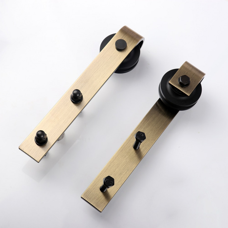 KINMADE 6,6 ft antik bronz sárgaréz arany acél csúszó Pajtaajtó Hardware Kir for Wood Door – FIXO.hu