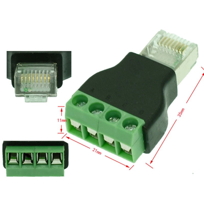 RJ45 Férfi 4Pins Csavaros csatlakozó Adapter RS-485 RS-422 RS485 RS422 ...