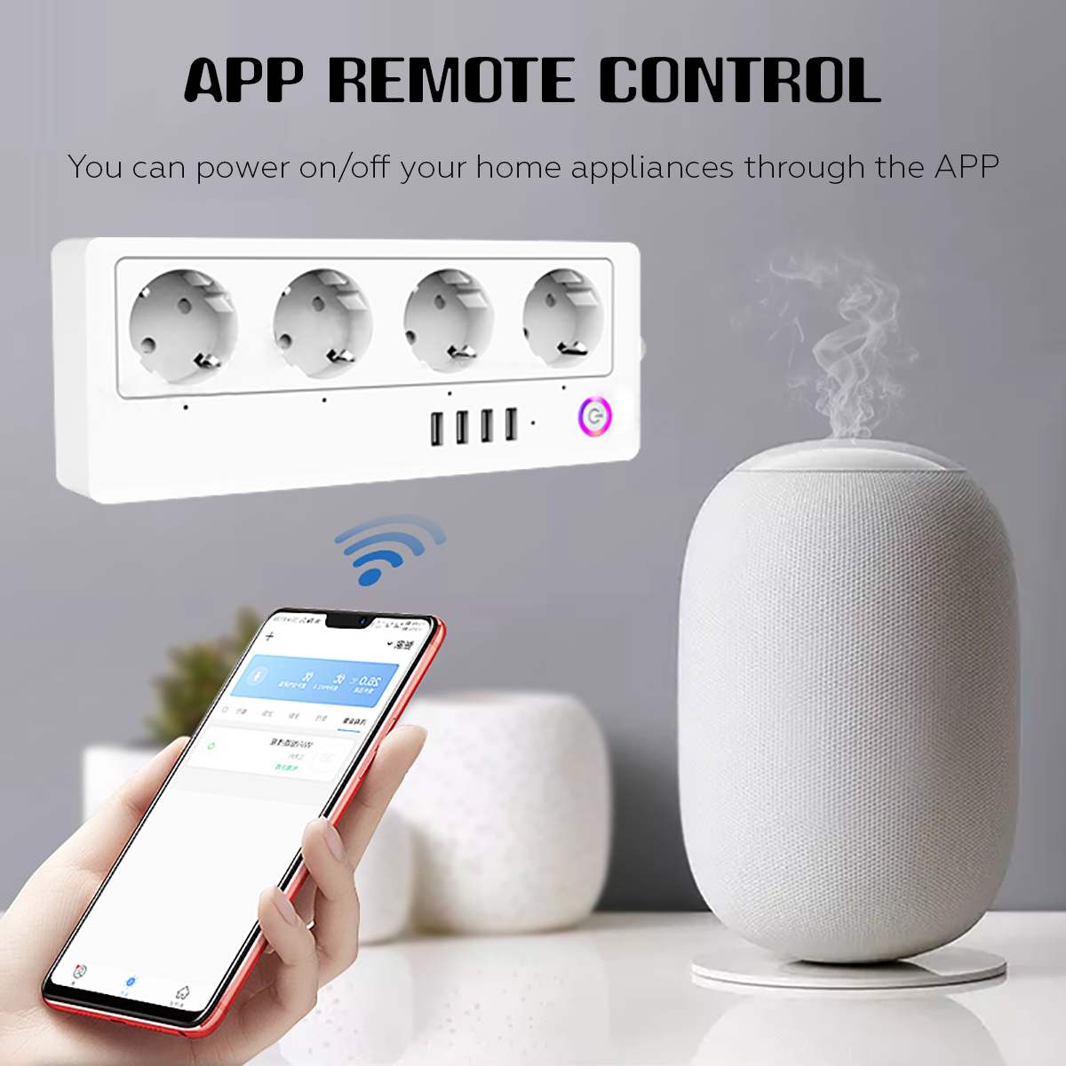 Elektromos csatlakozó 4 EU Outlets Plug otthoni vezeték nélküli Wifi ...