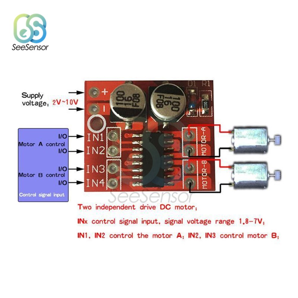 5db 1.5a 2-utas MX1508 DC Motor Driver Module PWM Sebesség Dual H-híd Stepper motor L298N – FIXO.hu