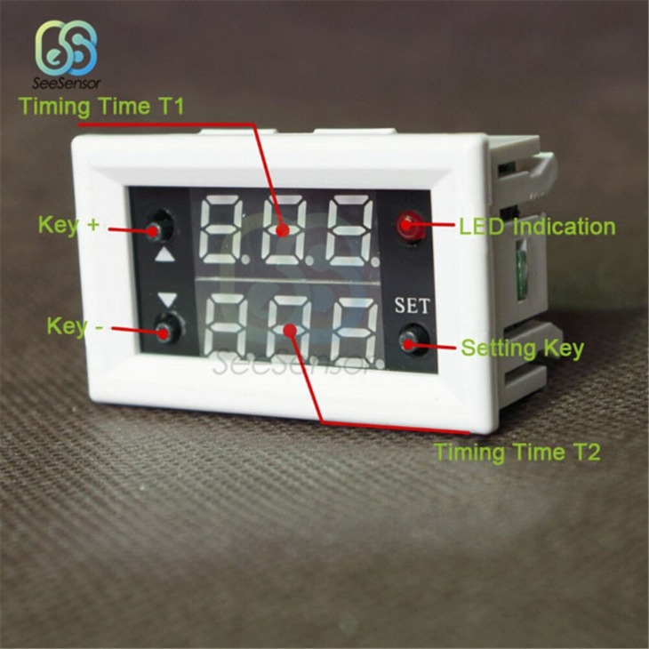 DC 12V 20A Dual Display Time relé modul késleltetés relé Mini LED-es digitális időrelé Timing ...