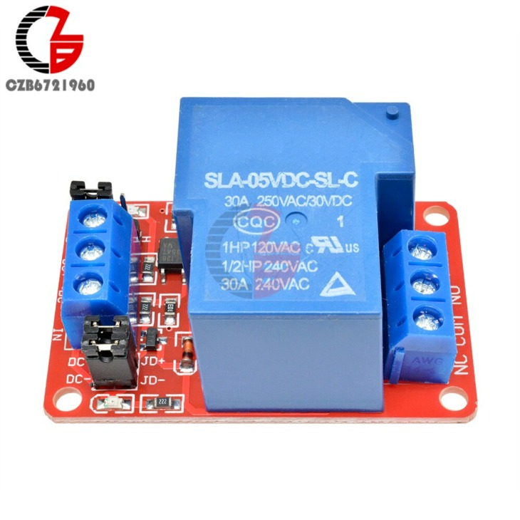 30A 5V 1 csatornás relé modul optocsatoló Isolation magas / alacsony ...