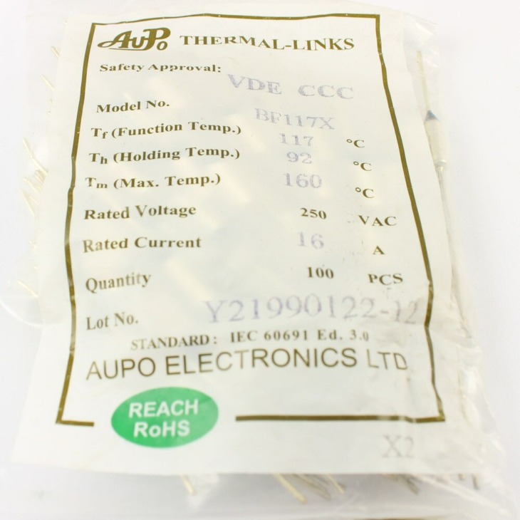 10db AUPO Thermal Fuse cutoff TF Pellet TCO 117 Degree 250V 16A BF117X ...