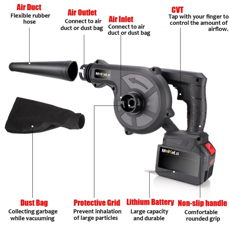2000W 3 In 1 Cordless Electric Air Blower & Szívás Handheld Leaf ...