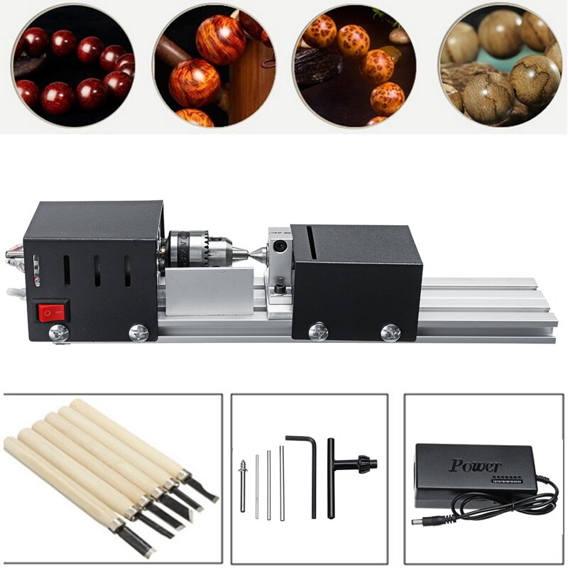200W 12-24V Mini Fa Esztergagép Diy Faipari Buddha Pearl Eszterga ...