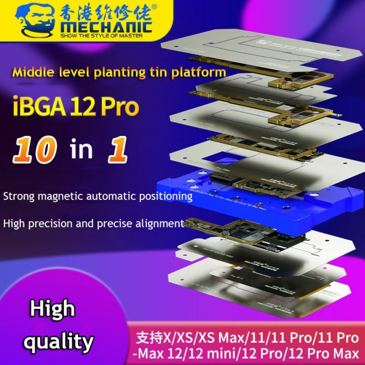 Mechanic Ibga 12 Pro 10 Az 1-Ben Bga Reballing Stencil Platform Iphone ...
