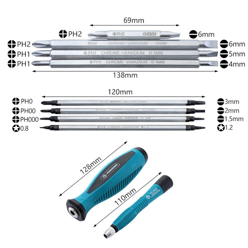 Ardii 10Db Csavarhúzó Készlet Több Bites Javítóeszközök Számítógépes Pc ...