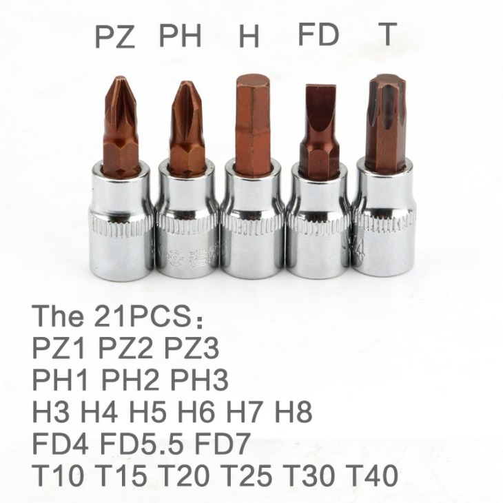 21Db 1/4 “6.35Mm Meghajtó Torx Star Bit Socket Készlet Készlet ...