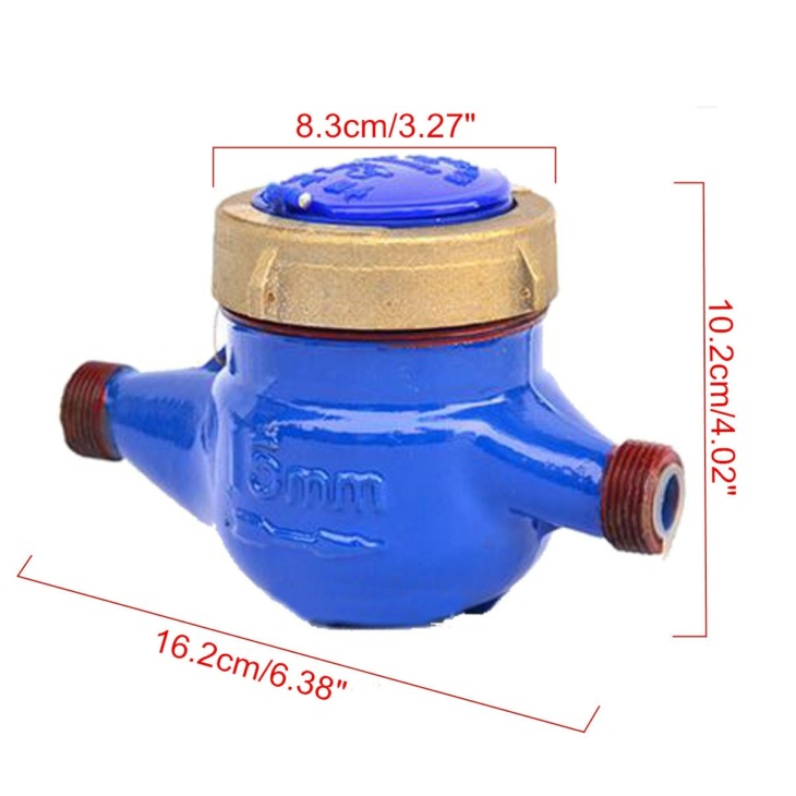 Vízmérő Heavy Duty Brass Flow Measure Tap Cold Water Meter Otthon Kerti ...