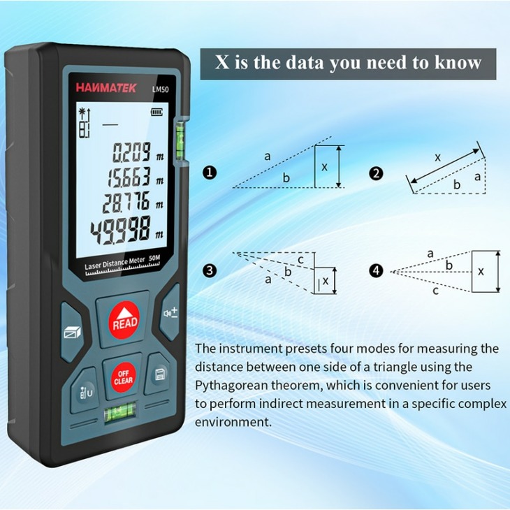 Hanmatek Lézeres Távolságmérő 50M 100M Kézi Nagy Pontosságú ...