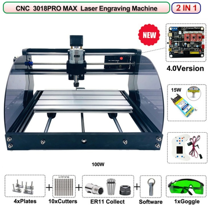 3018Pro Max Cnc Fa Gravírozó Gép 15W Lézer Grb 3Axis Router Diy Fa Maró Vágó Lézeres Vágógép ...