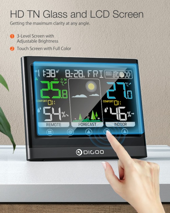 Digoo Dg-Th8622 Vezeték Nélküli Meteorológiai Állomás Színes Képernyő ...