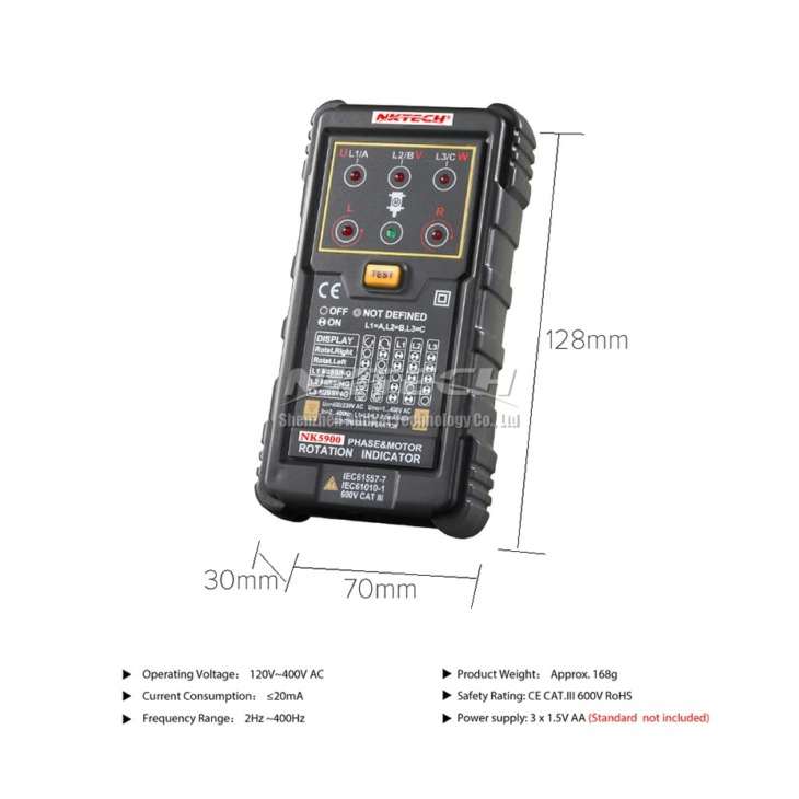 Nktech Nk5900 Három Motor Fázisforgás Indikátor Meter Sequence Tester ...