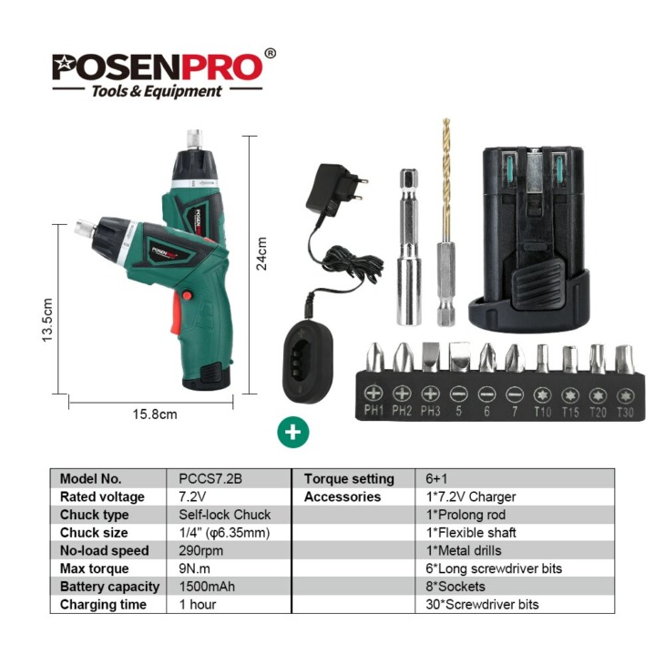 Posenpro Elektromos Akkus Csavarozó 7.2V 2Db Li-Ion Akkumulátor ...
