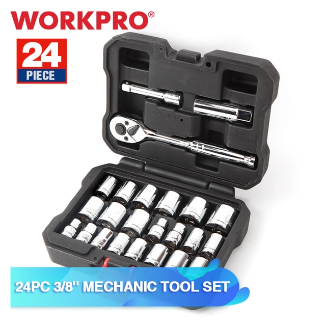 Workpro 24Pc Szerszámkészlet Nyomatékkulcs Dugókulcs Készlet 3/8″ Racsnis Kulcs Csőkulcs 14-64Pc ...