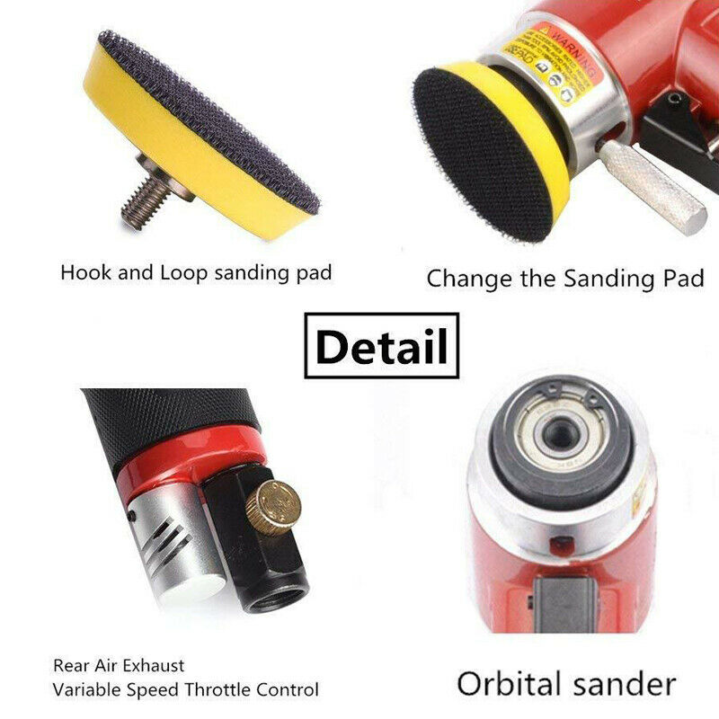 2Inch 3Inch Mini Air Sander Kit Pad Eccentric Orbital Dual Action ...