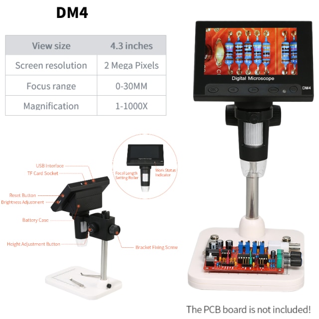 Andonstar Ad208S 8,5 Hüvelykes Lcd 5X-1200X Digitális Mikroszkóp 1280 * ...