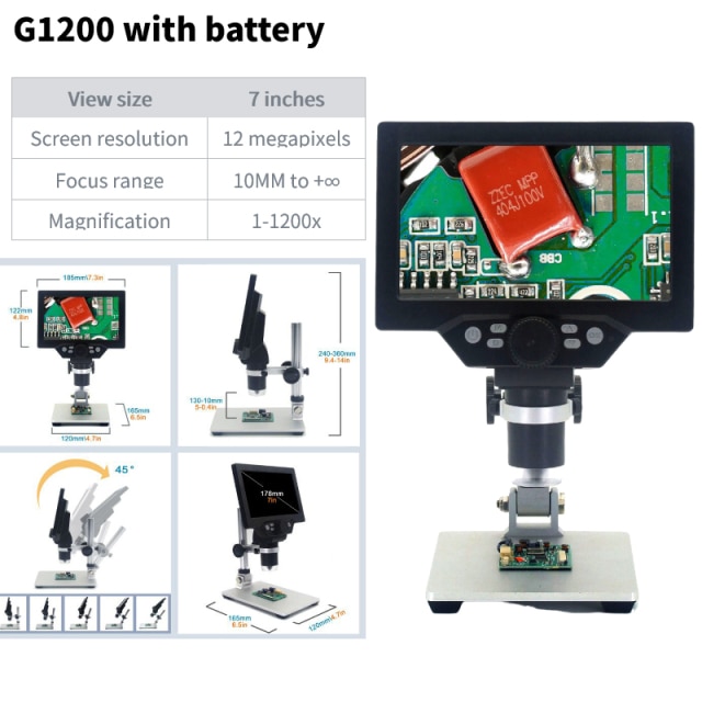 Andonstar Ad208S 8,5 Hüvelykes Lcd 5X-1200X Digitális Mikroszkóp 1280 * ...