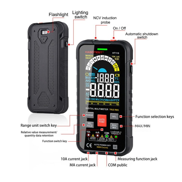 Smart Counts Digital Multimeter Tester Meter Ohm Hz Capacitance 9999 ...