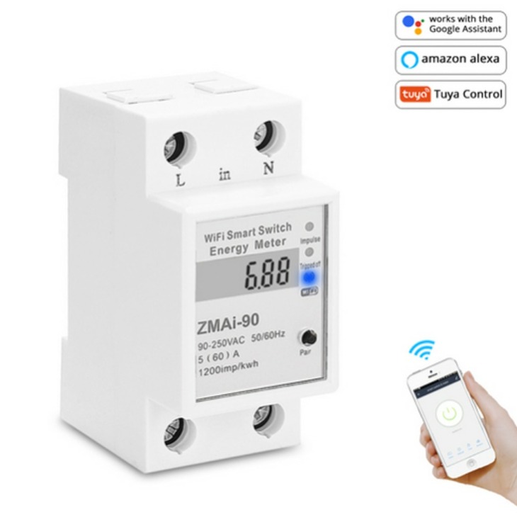 5 (60) A Wifi Kwh Mérő Digitális Elektromos Fogyasztás Kwh Din Rail ...