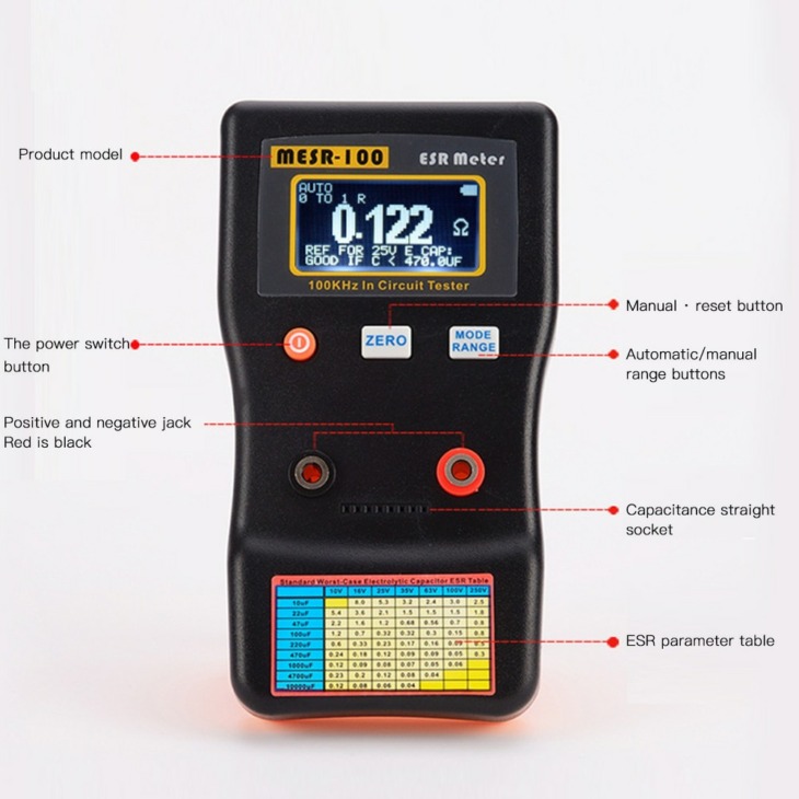 Mesr-100 Kapacitásmérő Esr Kézi Automatikus Nagy Pontosságú Digitális ...