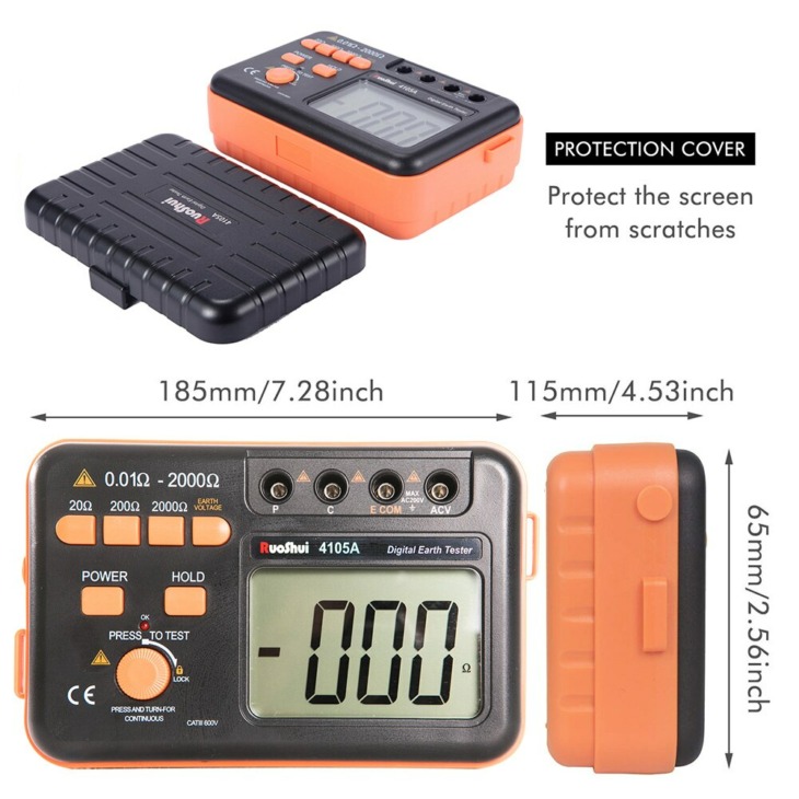 Ruoshui 4105A Digitális Föld Ground Resistance Tester Kit Megohmmérő ...