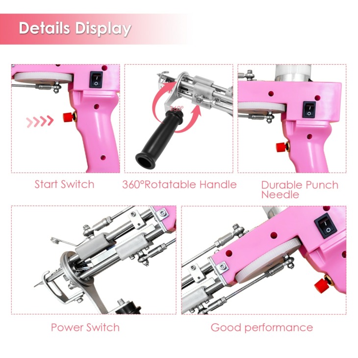 2 1 Rózsaszín Csomó Pisztoly Vágott Halom És Hurok Halom Elektromos ...