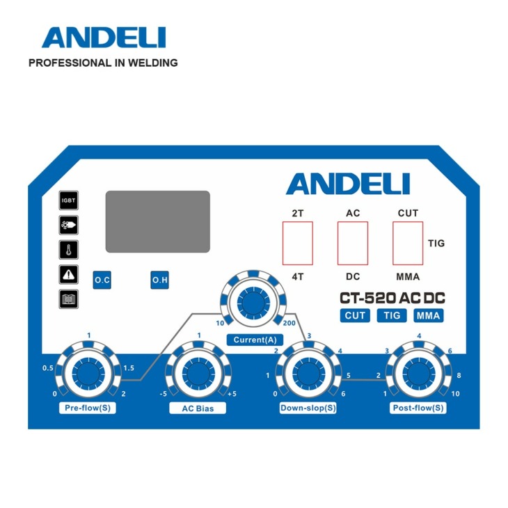 Andeli Ct-520 Acdc Multi-Function Ac / Dc Awi Hegesztő Awi Mma Arc Cut ...