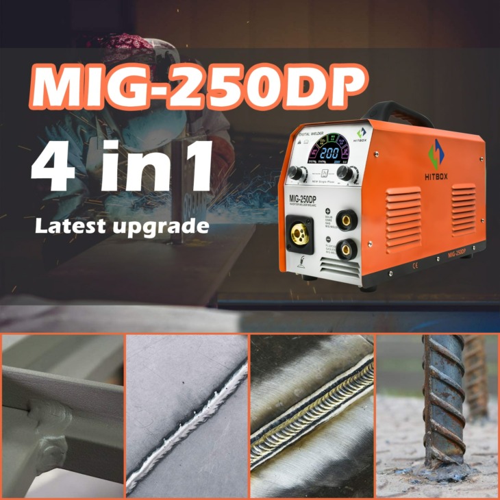 Hitbox Félautomata Alumínium Hegesztő Mig Hegesztő Mig250Dp 220 Pulse Mig 3 In 1 Inverter ...