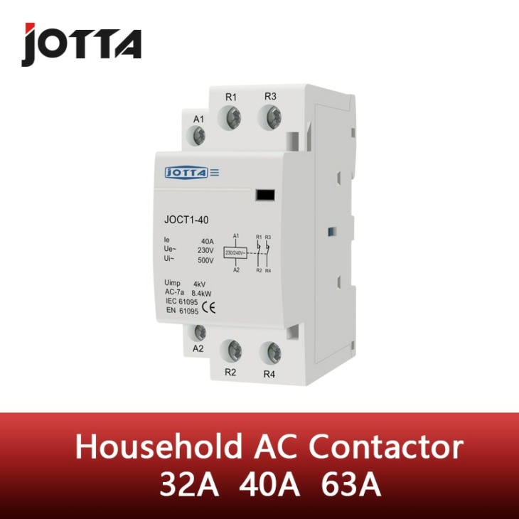 2P 32A 40A 63A 220V / 230V 50 / 60Hz Din Vasúti Háztartási Ac Kontaktor 2No / 2Nc / 1No 1Nc ...