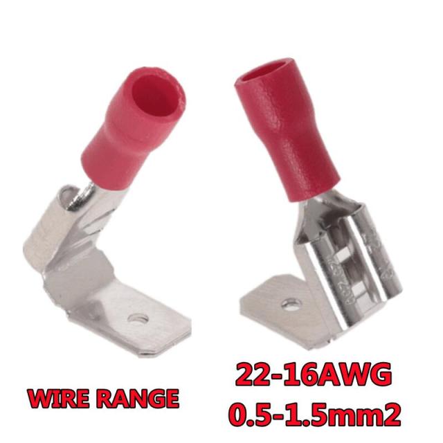 50Db 6,3Mm Splice Vezeték Csatlakozó Szigetelt Görbe Tű Crimp Spade ...