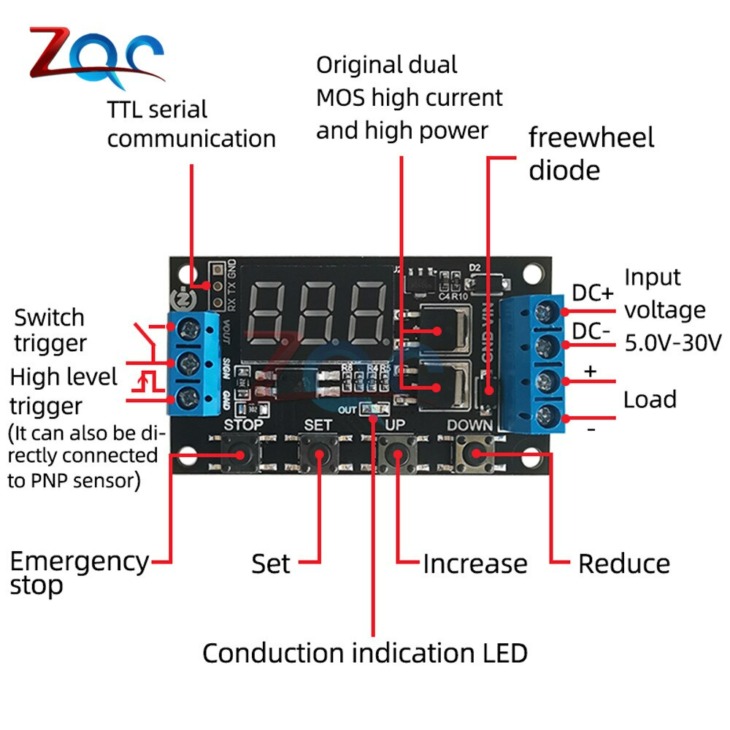 Dc 5V -30V Mos Trigger Ciklusidőzítő Delay Board Időzítő Kapcsoló ...