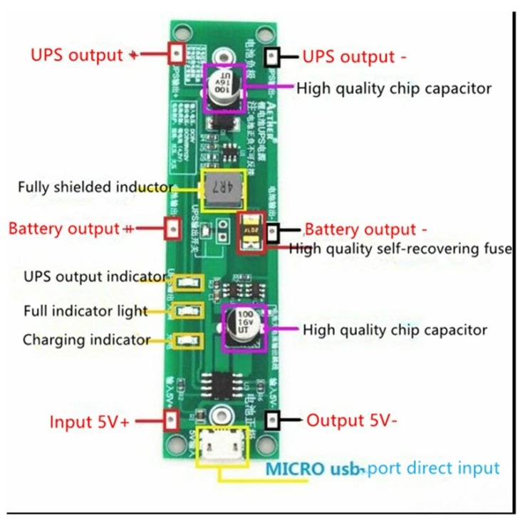 Micro Usb 5V 1A Ups Megszakítás Nélküli Tápegység Modul 18650 Lítium ...