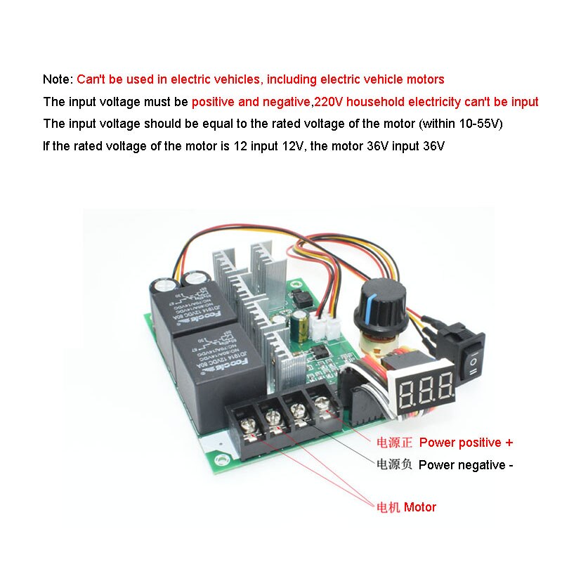 Pwm Dc Motorsebességszabályozó Dc 10 -55V Digitális Led Kijelző 0 -100% ...