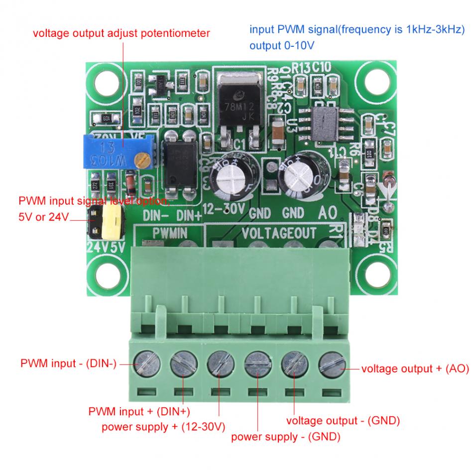 1-3Khz 0-10V Pwm Jel A Feszültségváltó Modul Digitális Analóg Tábla ...