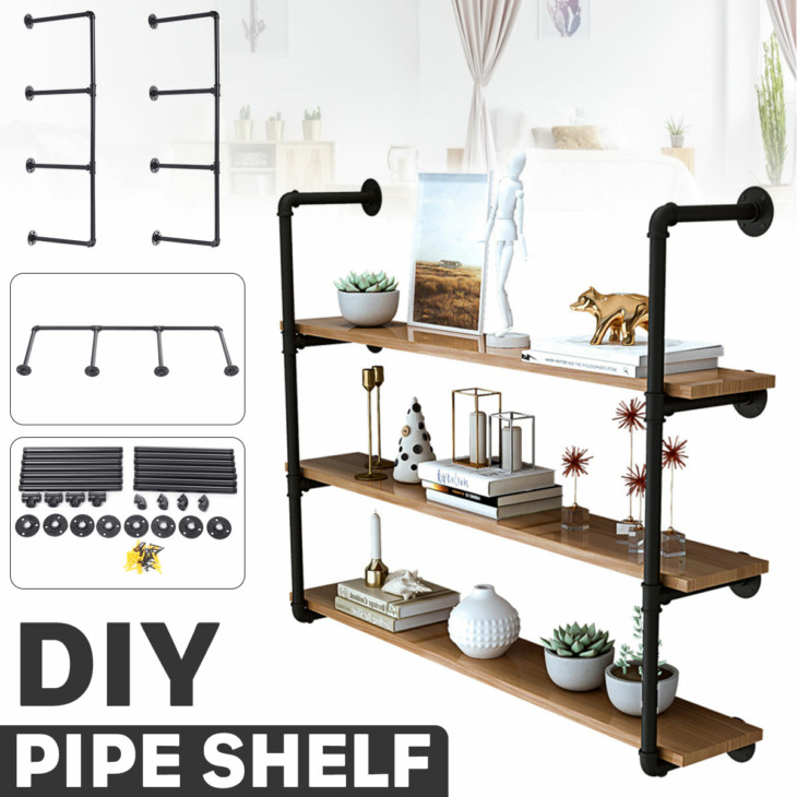 2Db 4 Szintes Ipari Retro Könyvespolc Falra Szerelt Tároló Polcok ...