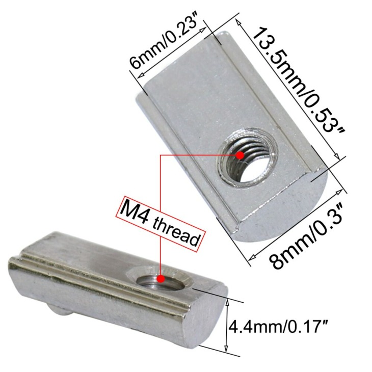 100 / 50Db T Nut 20 Series M3 M4 M5 M6 Spring Nut Alumínium Extrudált ...