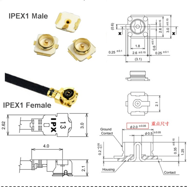 10Db U.Fl Ipx Ipex Ipex1 Rp-Sma / Sma 2 Hole Karima Panelszerelési ...