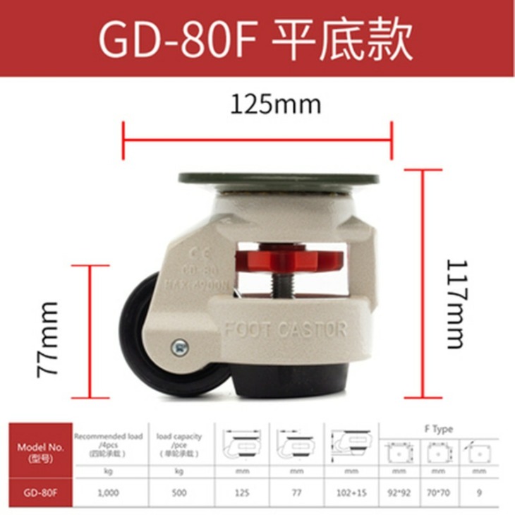 Gd-40F / 60F / 80F, Load 500Kg, Level Adjustment Kerék / Görgők, Lapos ...