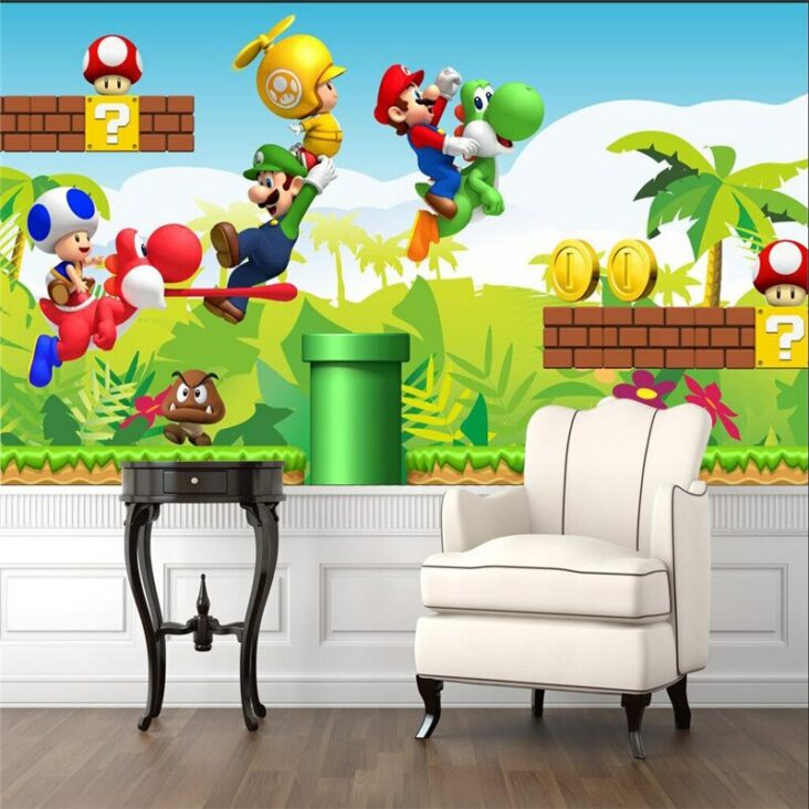 Egyedi Anime Wallpaper Gyerekeknek Szoba Super Mario 3D Animáció Murals ...