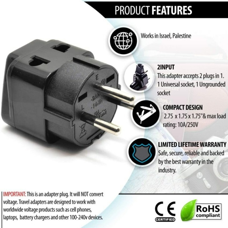 Pack 5 – Univerzális Az Izraeli Elektromos Dugó Adapter Multi-Outlet ...